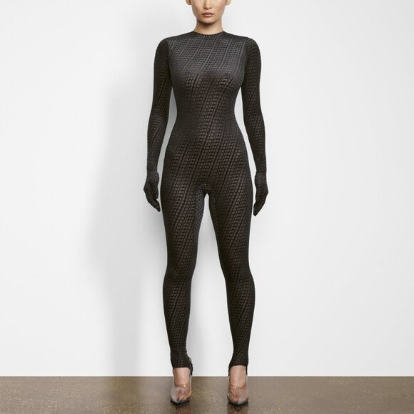 SKIMS | Pants & Jumpsuits | Skims Velvet Burnout Logo Stirrup Catsuit ...